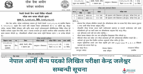Nepal Army Sainya Post Written Exam Center Jaleshwor 2081 Shrawan :: Slicejob